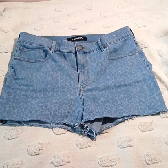 Express | Shorts | Express Original Midi High Rise Cheetah Print Denim ...